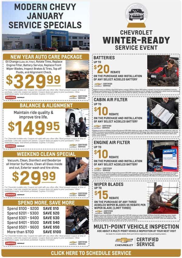 Service Specials at Modern Chevy | Modern Chevrolet